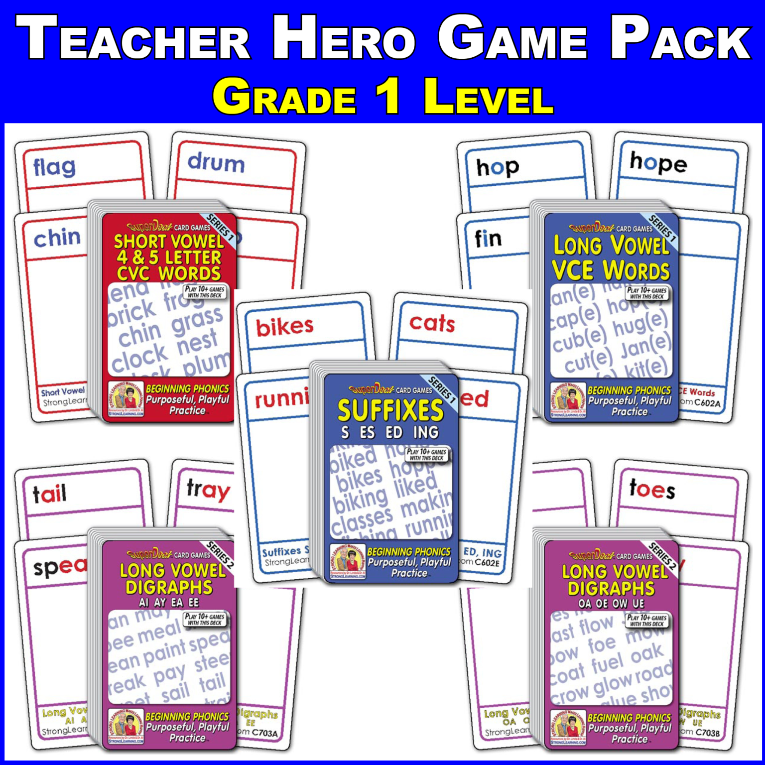 Teacher Hero Game Pack – Grade 1 Level – Phonics Learning Games ...
