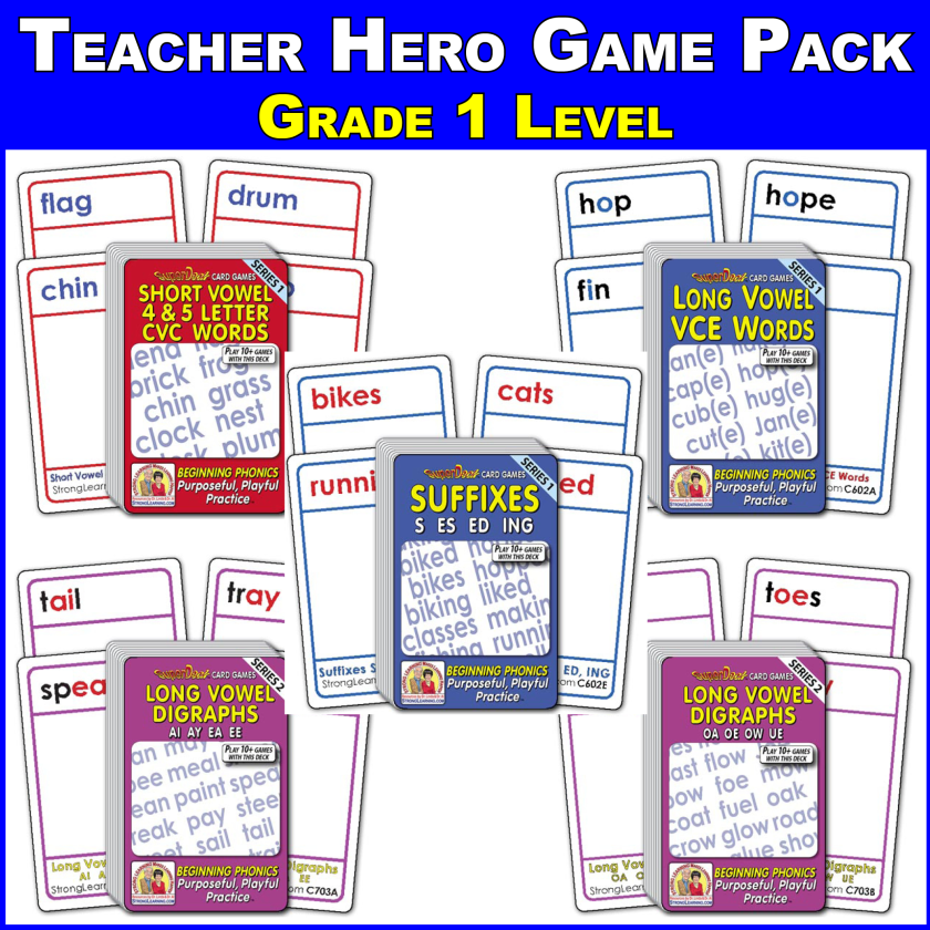 Teacher Hero Game Pack – Grade 1 Level – Phonics Learning Games ...