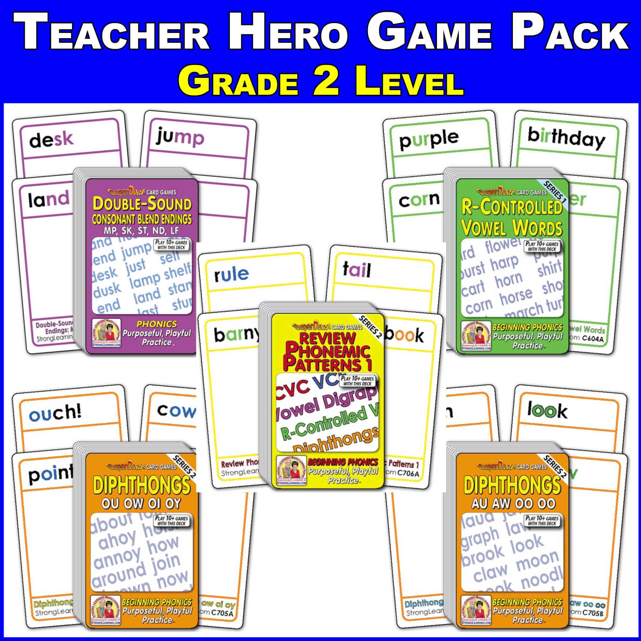 Teacher Hero Game Pack – Grade 2 Level – Phonics Learning Games ...