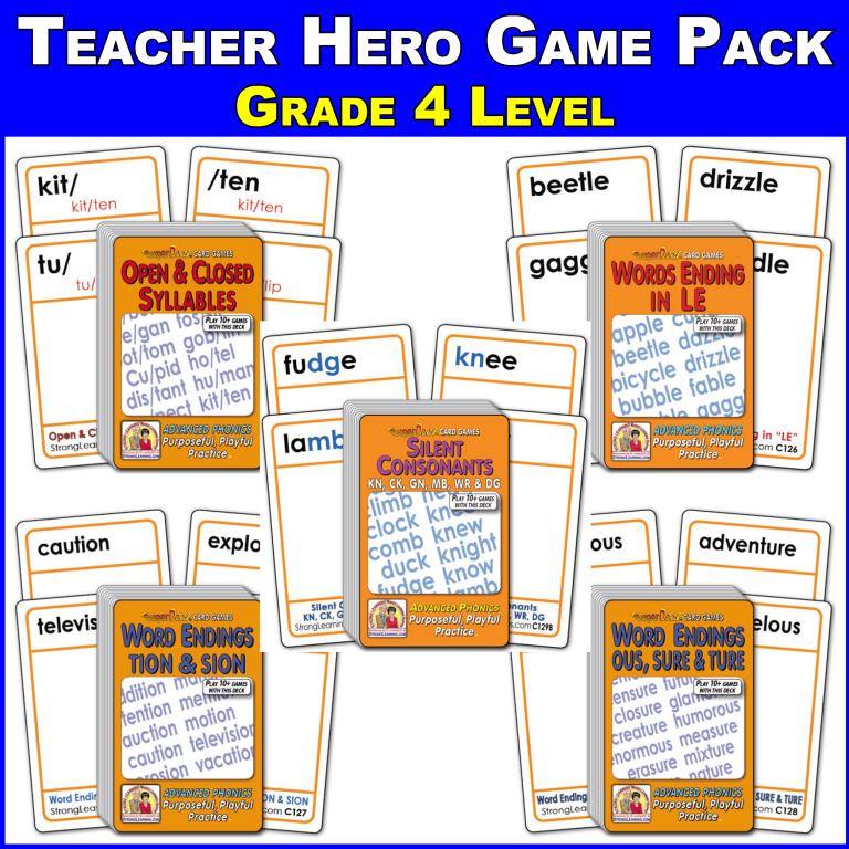 Teacher Hero Game Pack – Grade 4 Level – Phonics Learning Games ...